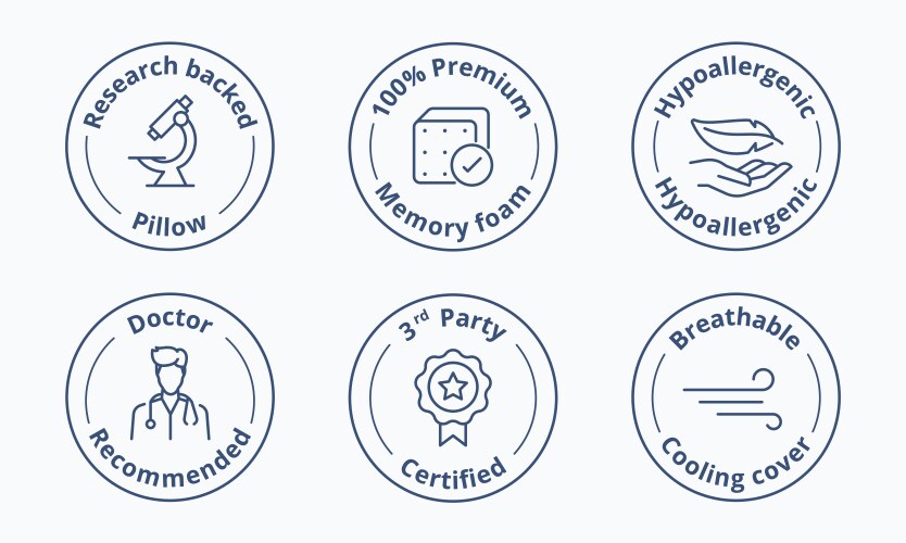 Ergonomic pillow certification sign Royalty Free Vector