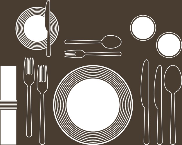 Set of place setting formal dinner Royalty Free Vector Image