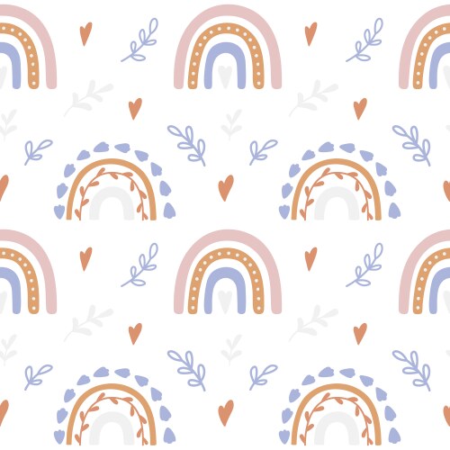 Seamless pattern with bohemian rainbow clouds Vector Image