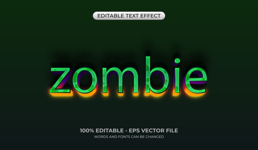 3d monster text effect editable horror Royalty Free Vector