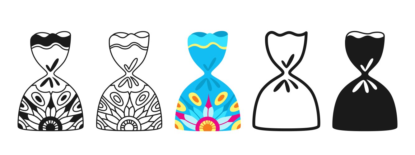 Candy ornament wrapped sign set chocolate truffle Vector Image