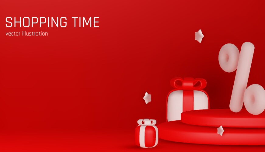 Great discount banner design with 3d gift box Vector Image