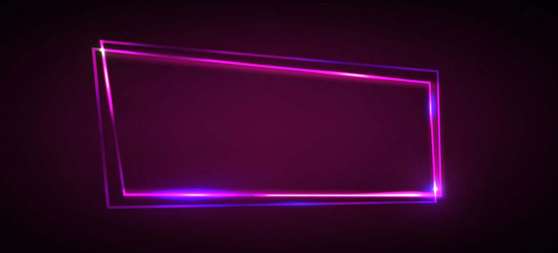 Red neon rectangle frame banner with light glow Vector Image