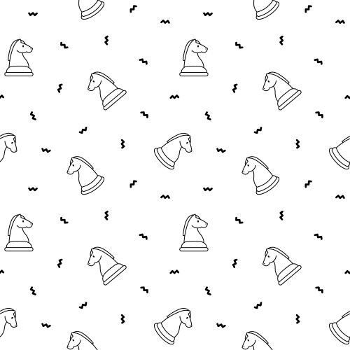 Chess pieces seamless pattern coloring page Vector Image