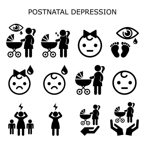 Depression stress icons set - mental health Vector Image