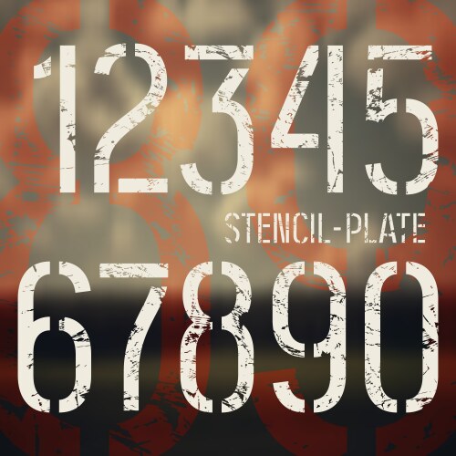 Stencil plate font in racing style Royalty Free Vector Image