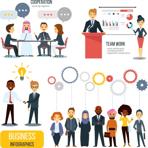 Teamwork infographics template Royalty Free Vector Image