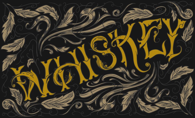 Vintage whiskey font handwritten alphabet letters Vector Image