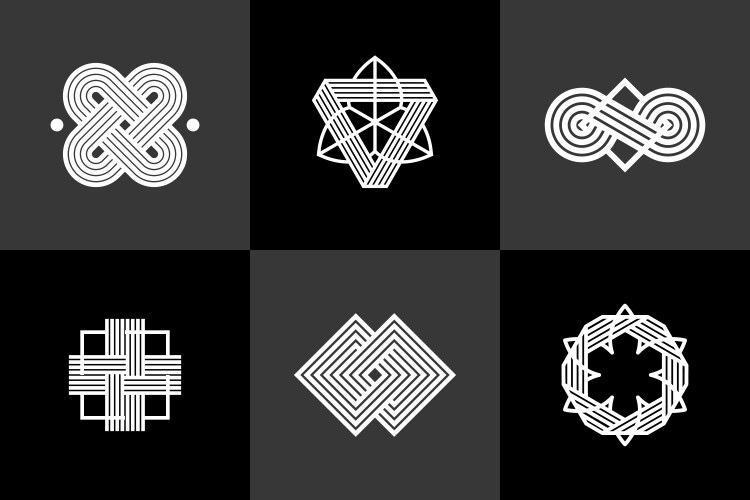 Abstract geometric linear symbols set graphic Vector Image