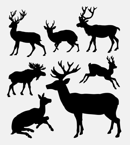 Deer silhouettes Royalty Free Vector Image - VectorStock
