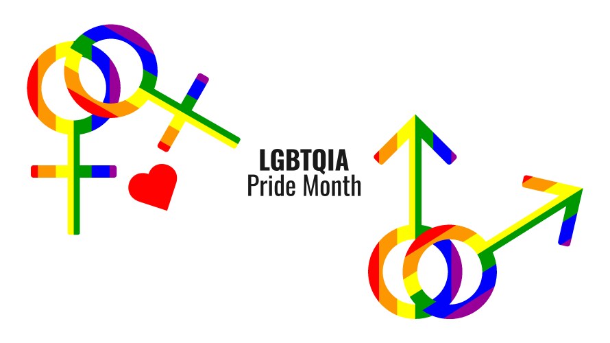 Lgbtq banner with symbols celebrating pride month Vector Image