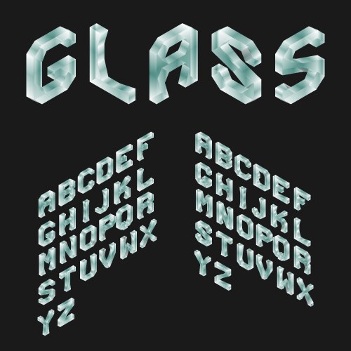 Ice crystal font typeface type alphabet Royalty Free Vector