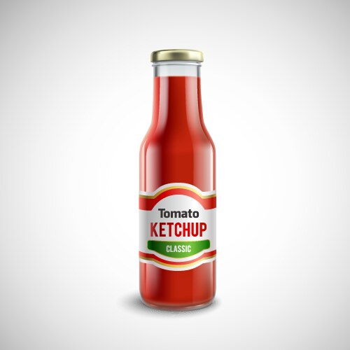 Realistic plastic red tomato ketchup bottle Vector Image
