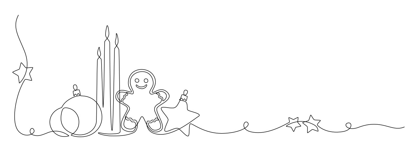 One continuous line drawing of christmas Vector Image