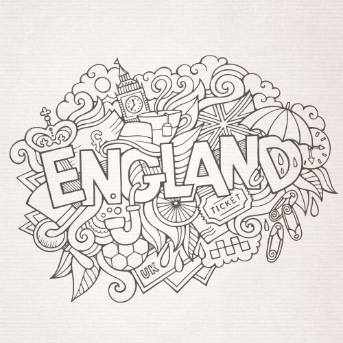 England hand lettering and doodles elements Vector Image