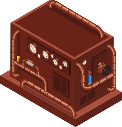 Isometric steampunk boiler Royalty Free Vector Image
