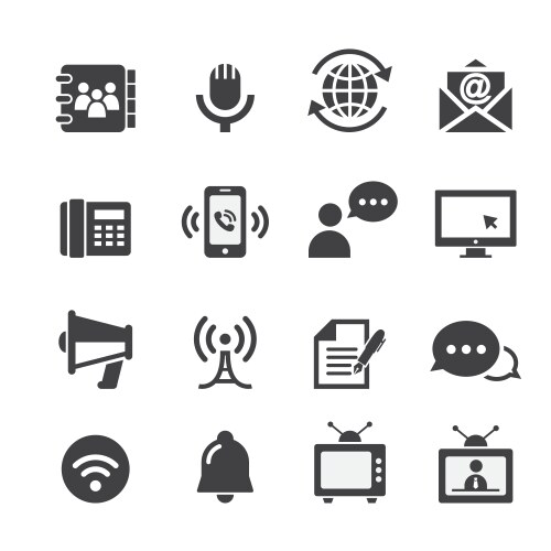 Contact and communication icon set Royalty Free Vector Image