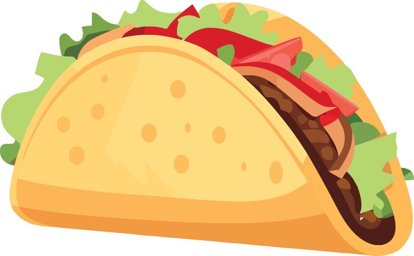 Cartoon Taco with Beef and Vegetables Royalty Free Vector