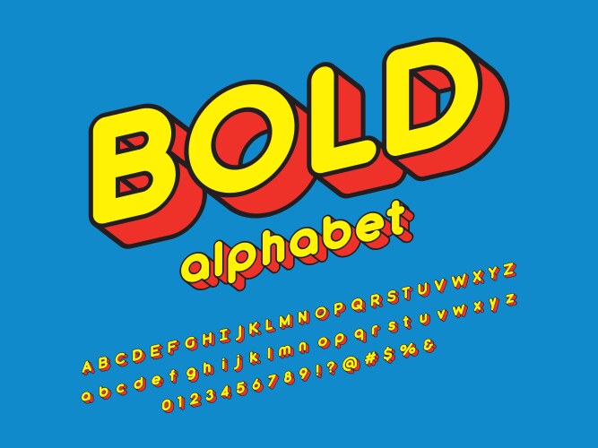 Bold colorful 3d font Royalty Free Vector Image