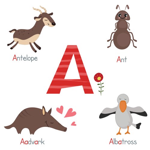 Cute zoo alphabet Royalty Free Vector Image - VectorStock