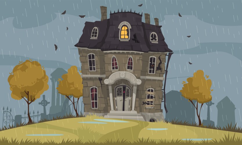 Scary house cartoon Royalty Free Vector Image - VectorStock