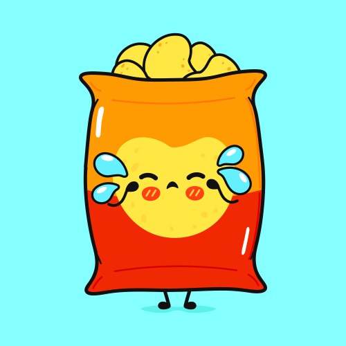 Angry chips character hand drawn cartoon Vector Image