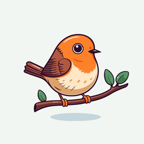 Cute cartoon robin bird sitting on a branch Vector Image