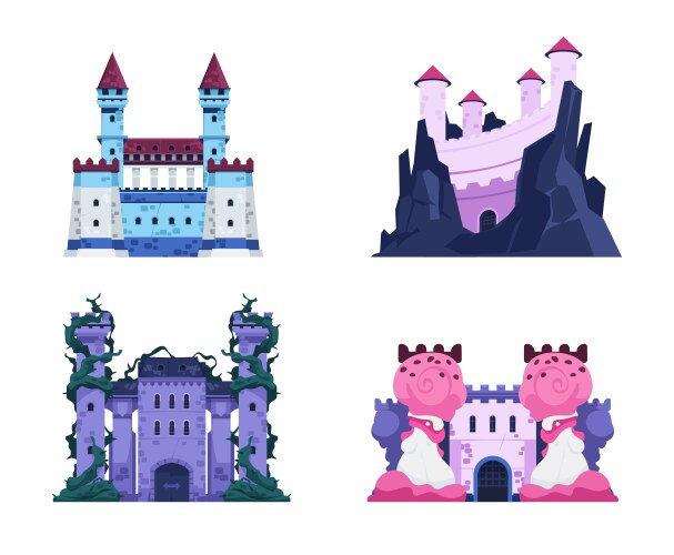 Cartoon broken medieval castle or city wall ruins Vector Image