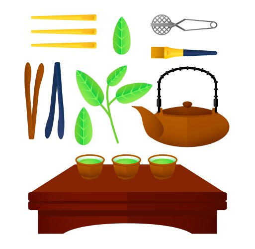 Hand drawn tea ingredients collection in color Vector Image