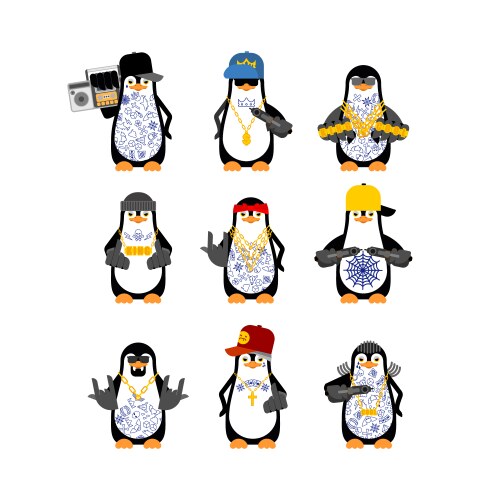 Penguin gangsta mafia isolated angry seabird Vector Image
