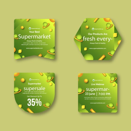 Gradient supermarket labels template Royalty Free Vector