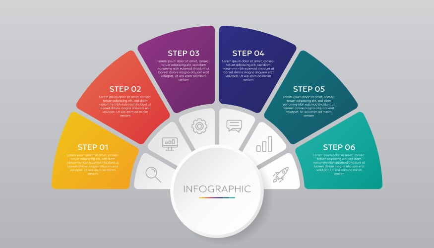 6 steps circle chart infographic template Vector Image