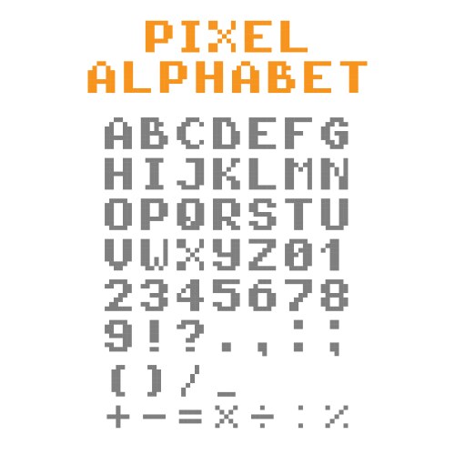 Pixel game font latin alphabet Royalty Free Vector Image