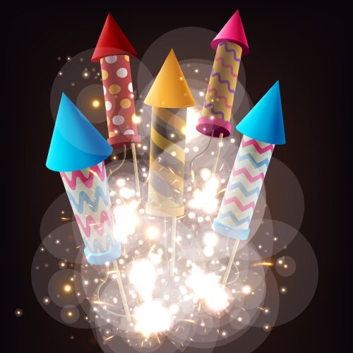 Realistic firecracker with light explosive effect Vector Image