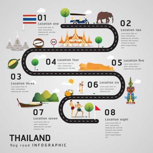 Road map and journey route timeline infographics Vector Image