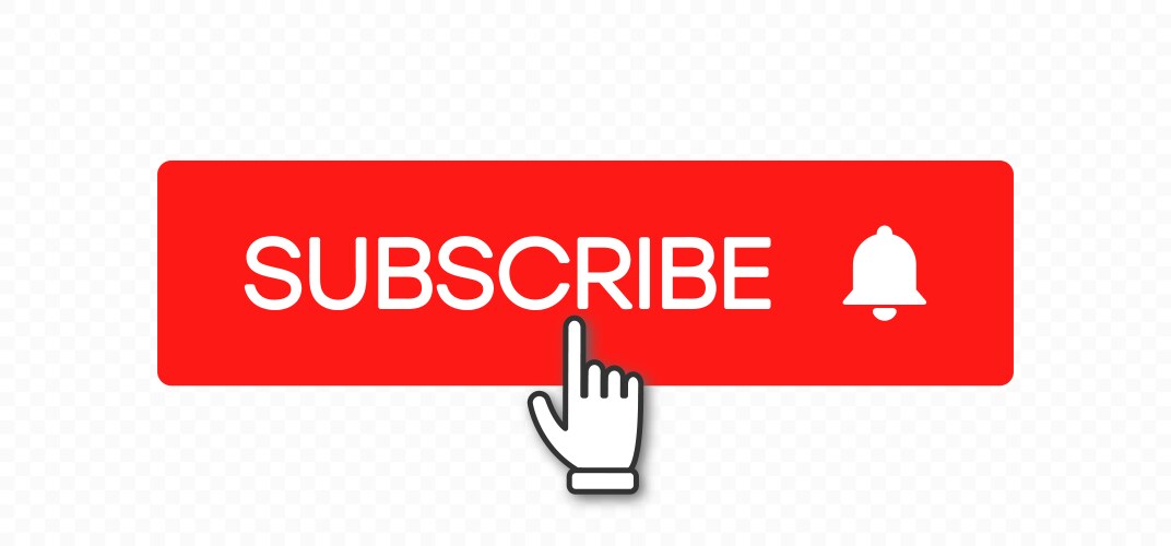 Red subscribe button with mouse pointer Royalty Free Vector