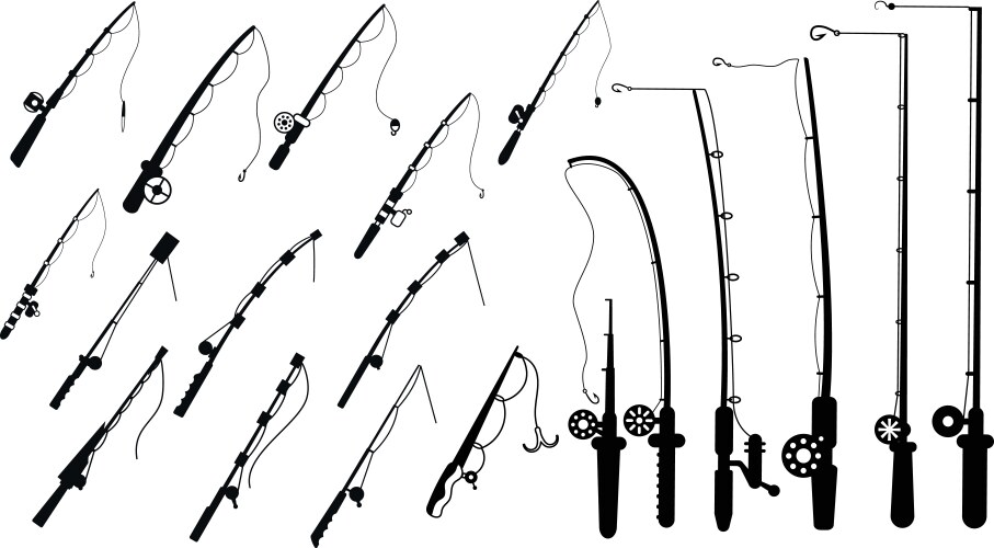 Fishing rods crossed Royalty Free Vector Image