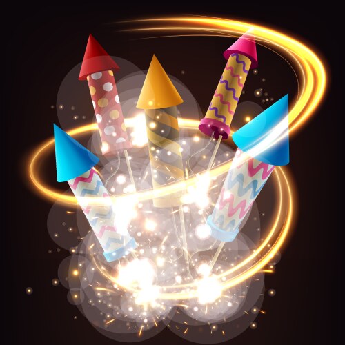 Realistic firecrackers with light explosive Vector Image