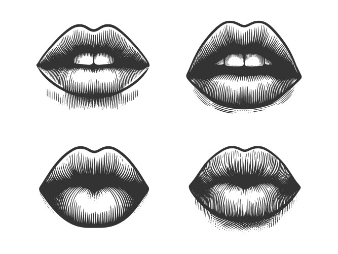 Greeting Card With Lips Lipstick Kiss Print Vector Image