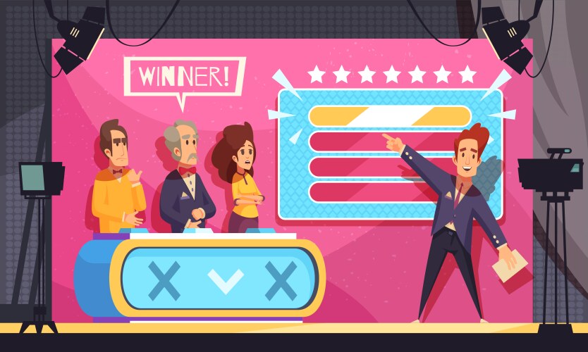 Quiz tv show smart competition with three players Vector Image