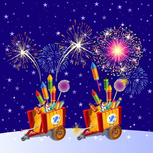 Cartoon fireworks theme 2 Royalty Free Vector Image
