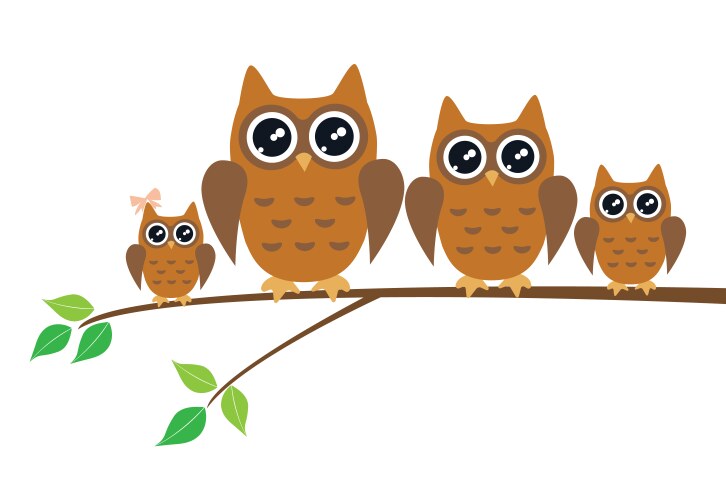 Family of owls Royalty Free Vector Image - VectorStock