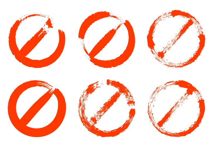 Cross sign element red grunge x icon isolated Vector Image