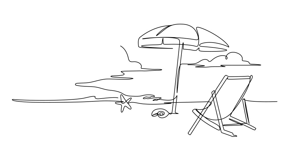 Starfish line art set sea star continuous Vector Image