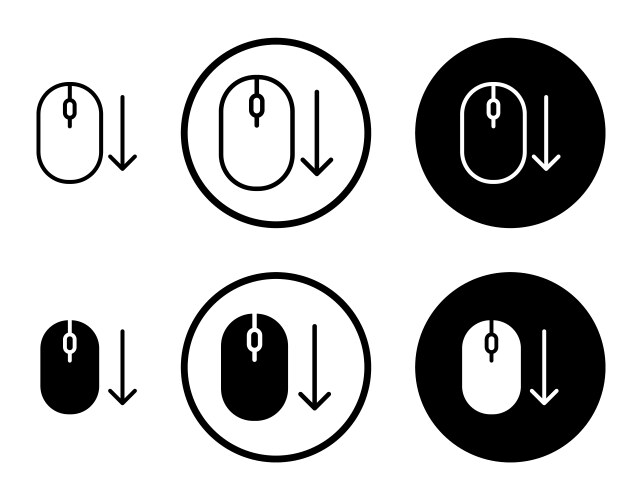 Scroll down computer mouse icon set black filled Vector Image