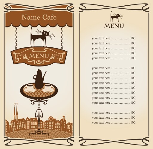 Coffee menu design for cafe Royalty Free Vector Image