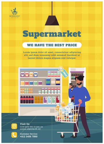 Realistic supermarket poster template Royalty Free Vector