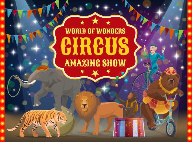 Advertising poster for circus amazing show Vector Image