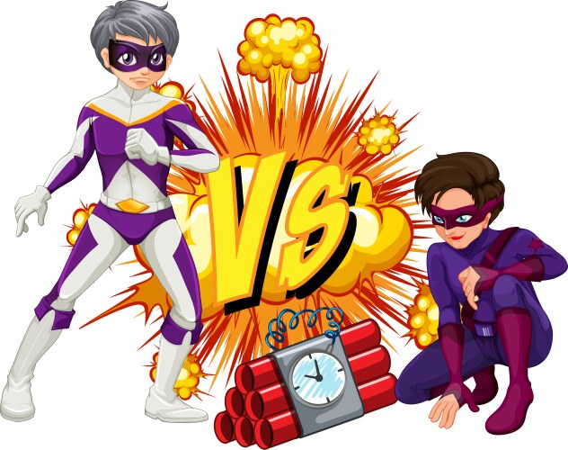 Two superheroes fighting each other Royalty Free Vector