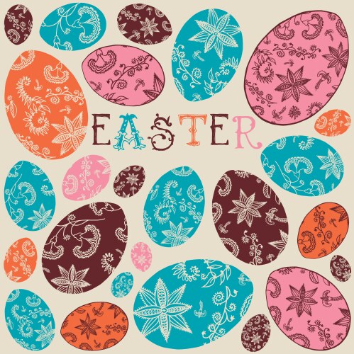 Wooden background with color easter eggs Vector Image